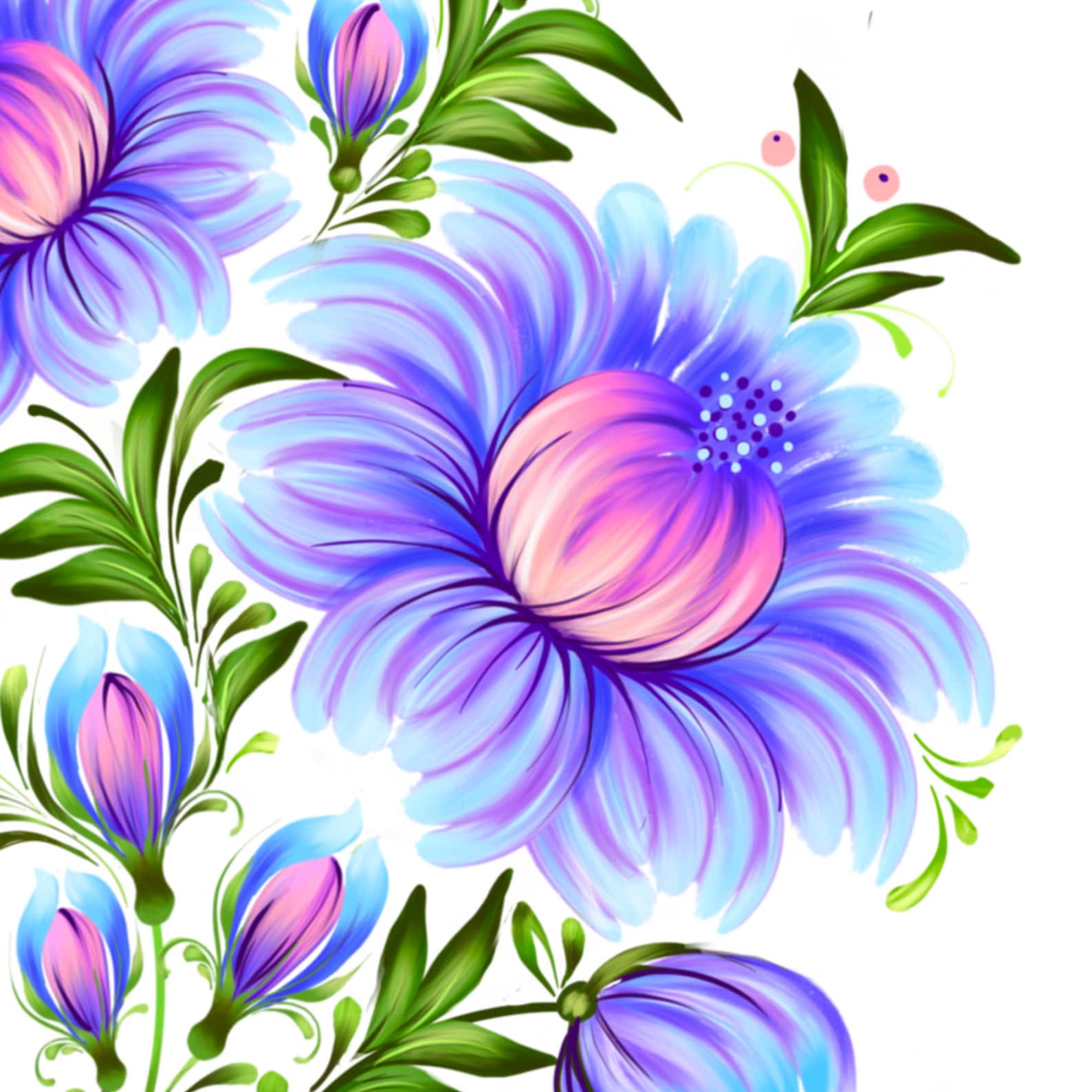 Ukrainian Folk Petrykivka Painting, Decorative Floral Pattern Wall Art ...