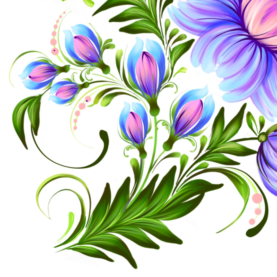 Ukrainian Folk Petrykivka Painting, Decorative Floral Pattern Wall Art ...