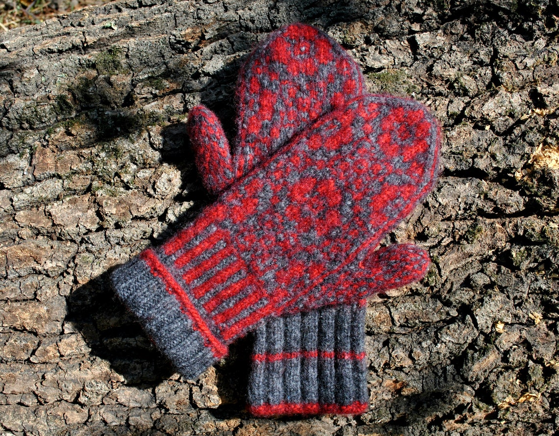 Wool Mittens, Warm and Heavy Handknit Womens Wittens, Perfect for Cold ...