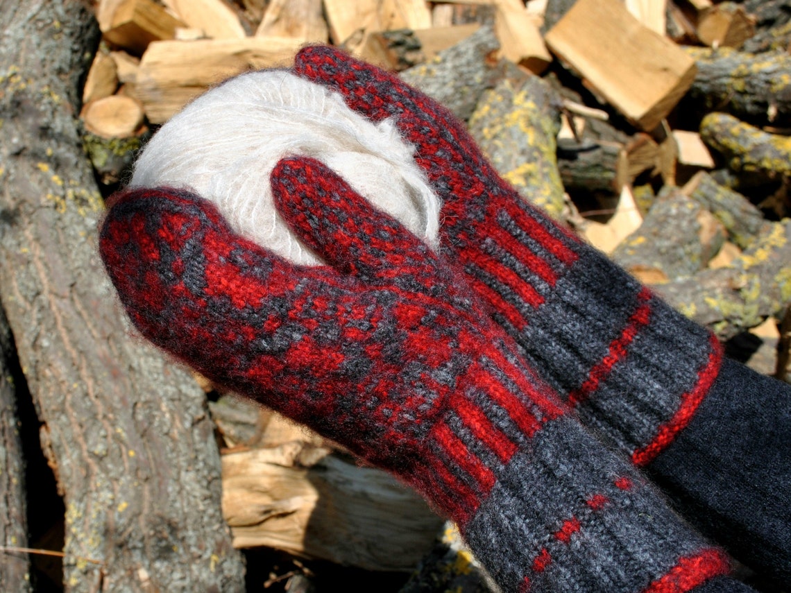 Wool Mittens, Warm and Heavy Handknit Womens Wittens, Perfect for Cold ...