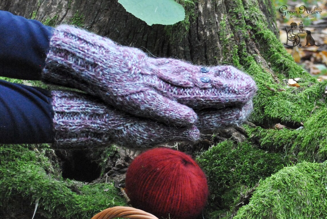 Wool Mittens, Womens Mittens, Knit Mittens, Handknit Mittens, Purple ...