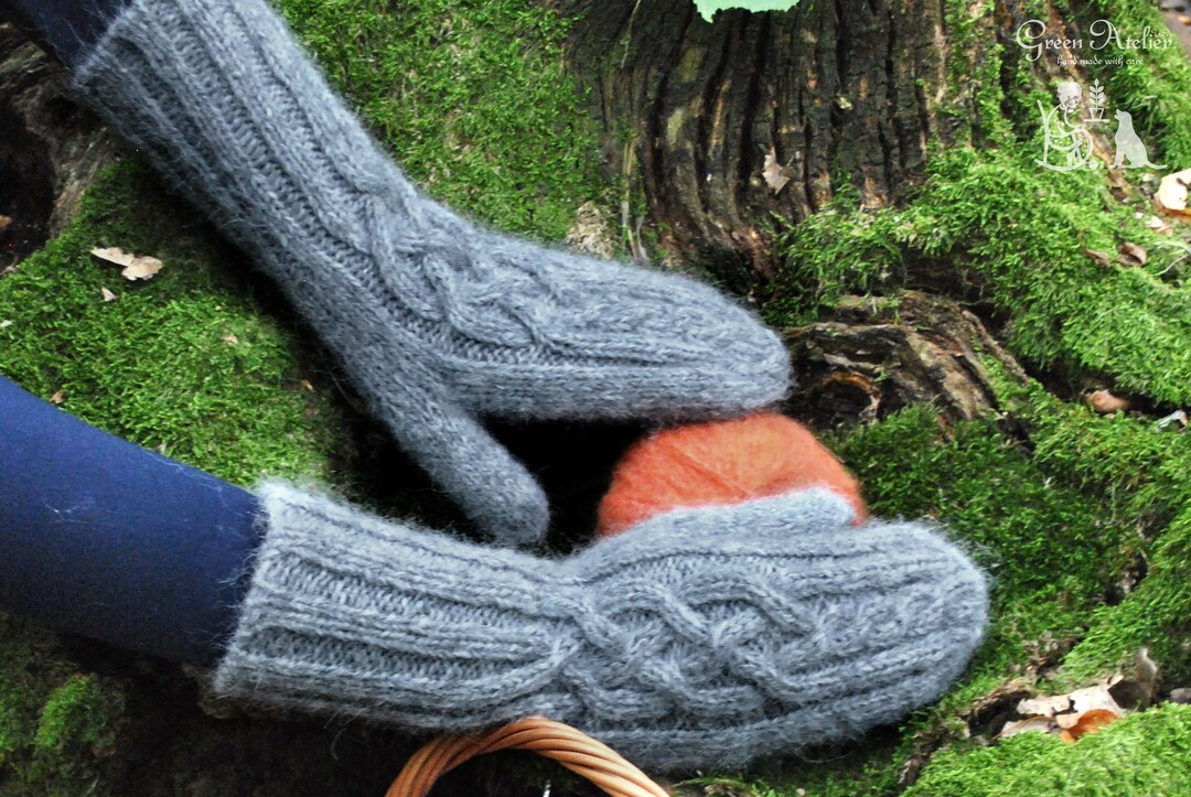 Womens Mittens, Wool Mittens, Alpaca Mittens, Hand Knit Mittens, Grey ...