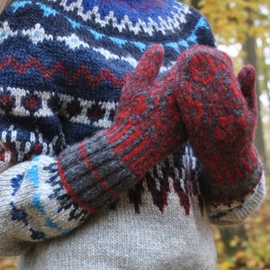 Wool Mittens, Warm and Heavy Handknit Womens Wittens, Perfect for Cold ...