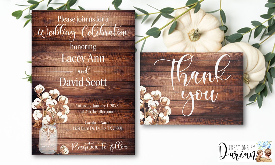 Rustic Wedding Invitation Template - Etsy