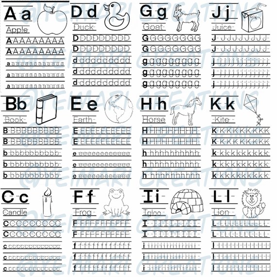 26 Alphabet Tracing PNG Files Uppercase and Lowercase | Etsy