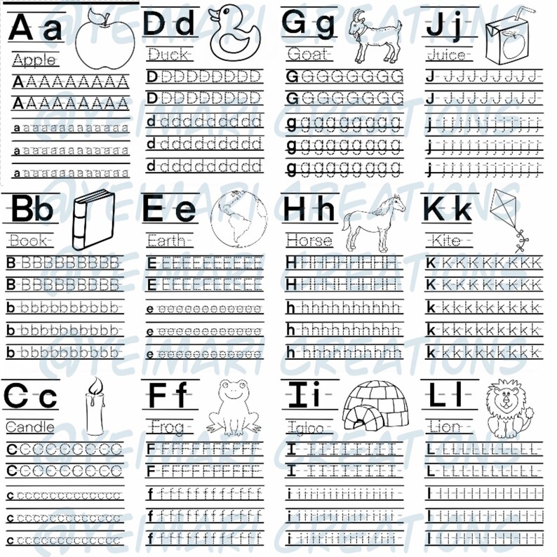 26 Alphabet Tracing PNG Files , Uppercase and Lowercase Alphabets ...