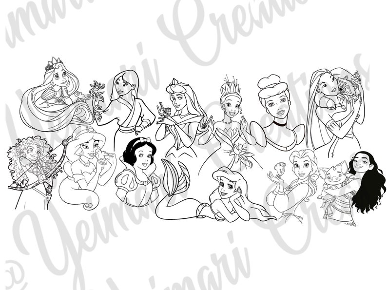 Princess Coloring Page Png - Etsy