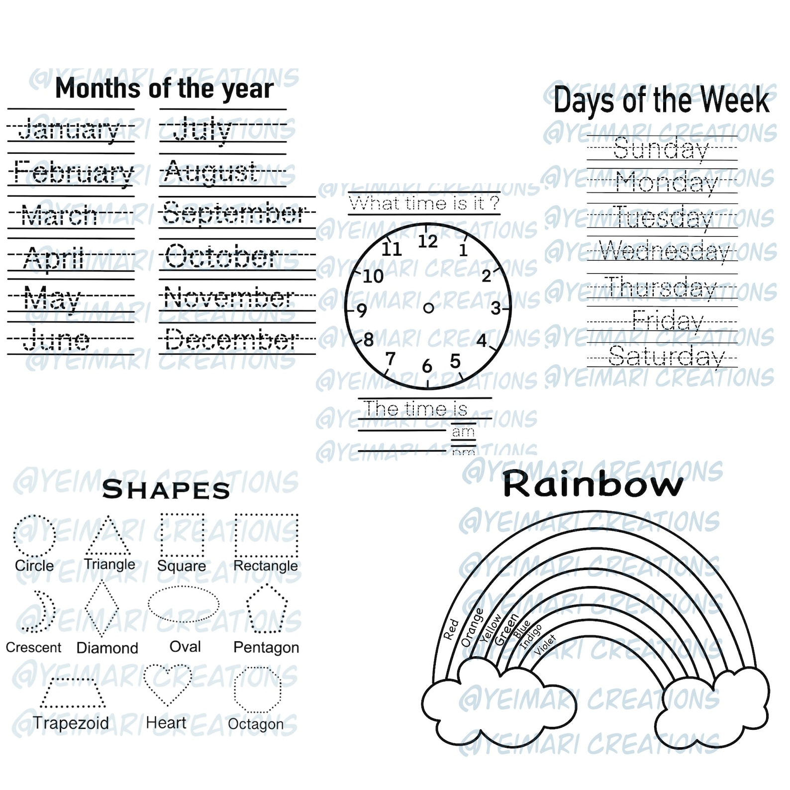 Tracing Board | Dotted Line Learning. Tracing ABC , Shapes , Days of ...