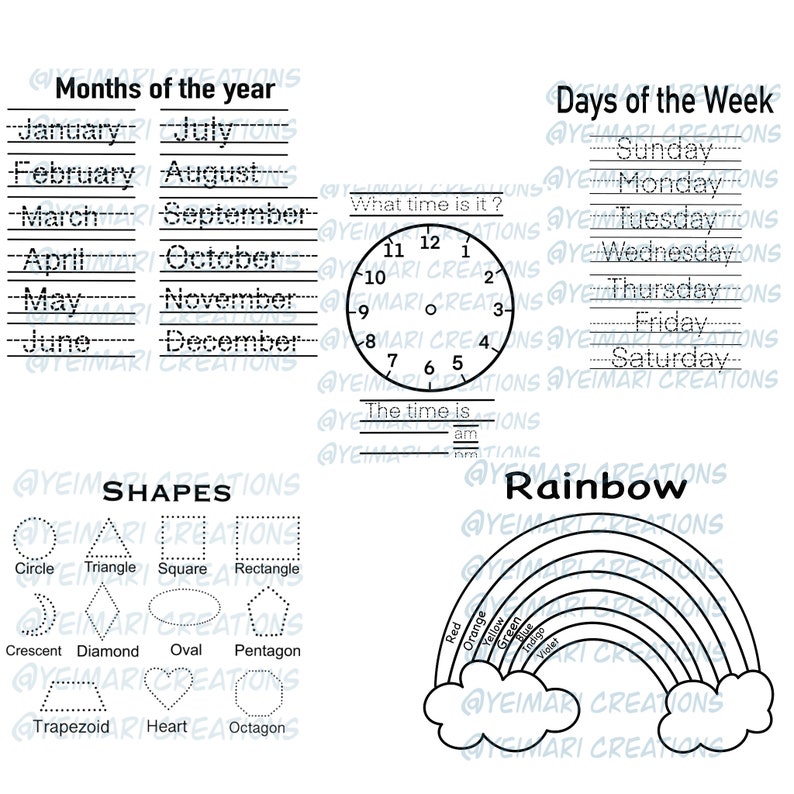 Tracing Board | Dotted Line Learning. Tracing ABC , Shapes , Days of ...