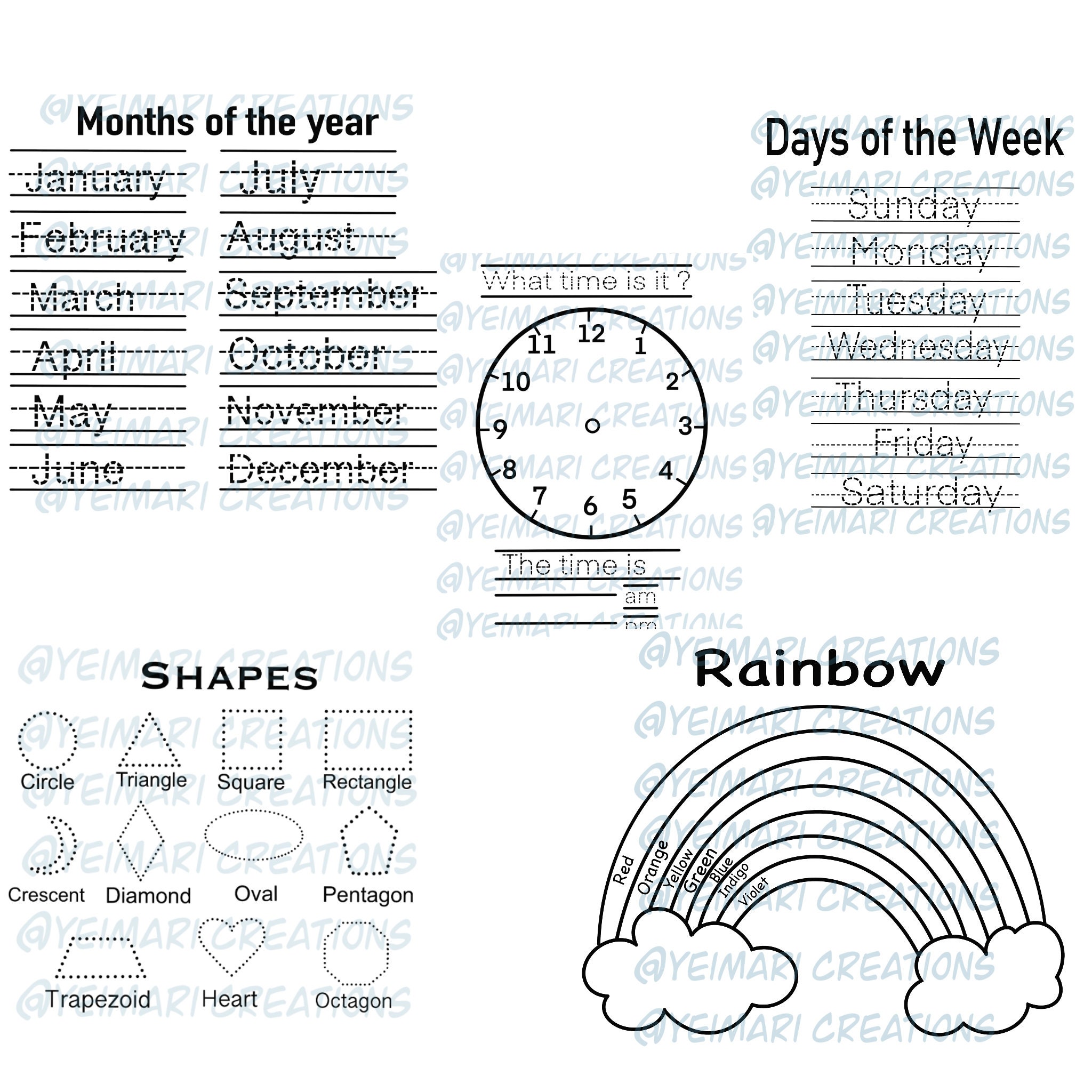 Tracing Board | Dotted Line Learning. Tracing ABC , Shapes , Days of ...