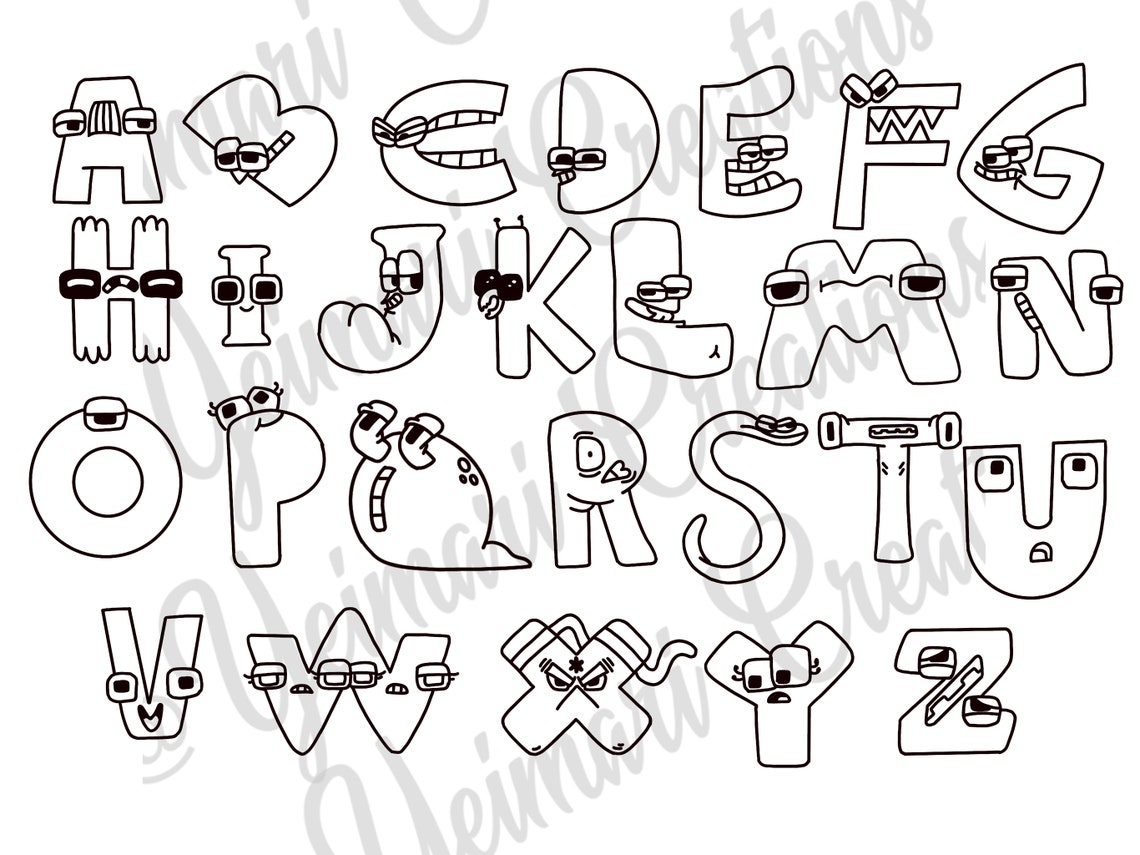 Alphabet Lore Coloring Page , Alphabet Lore Outline Png File - Etsy