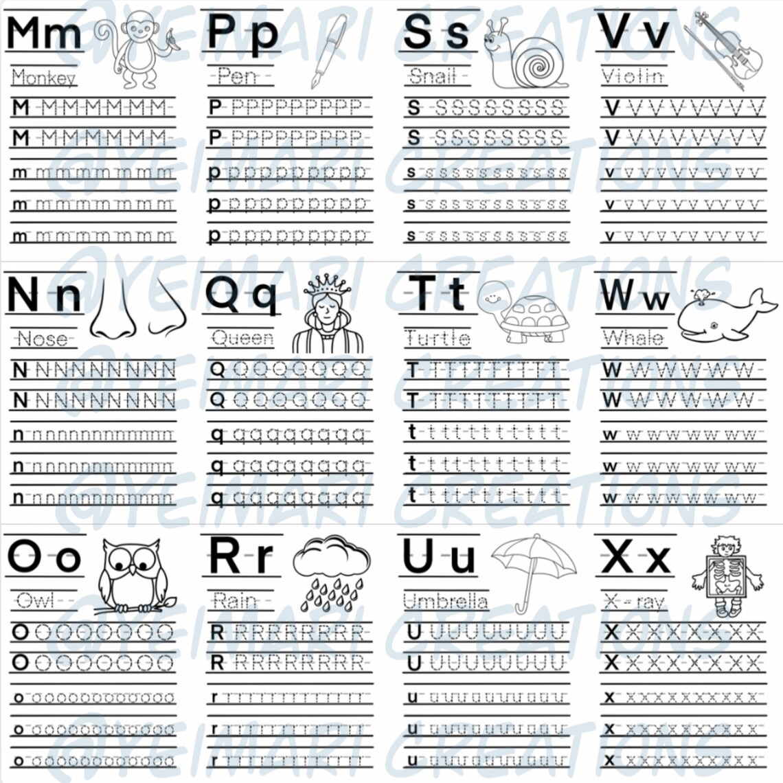 26 Alphabet Tracing PNG Files , Uppercase and Lowercase Alphabets ...