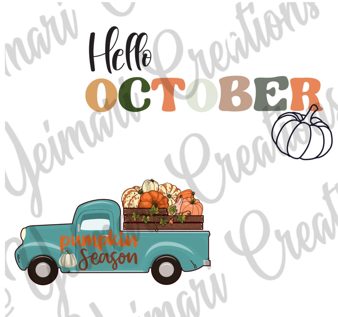Pumpkin Season Hello October PNG Designs - Etsy