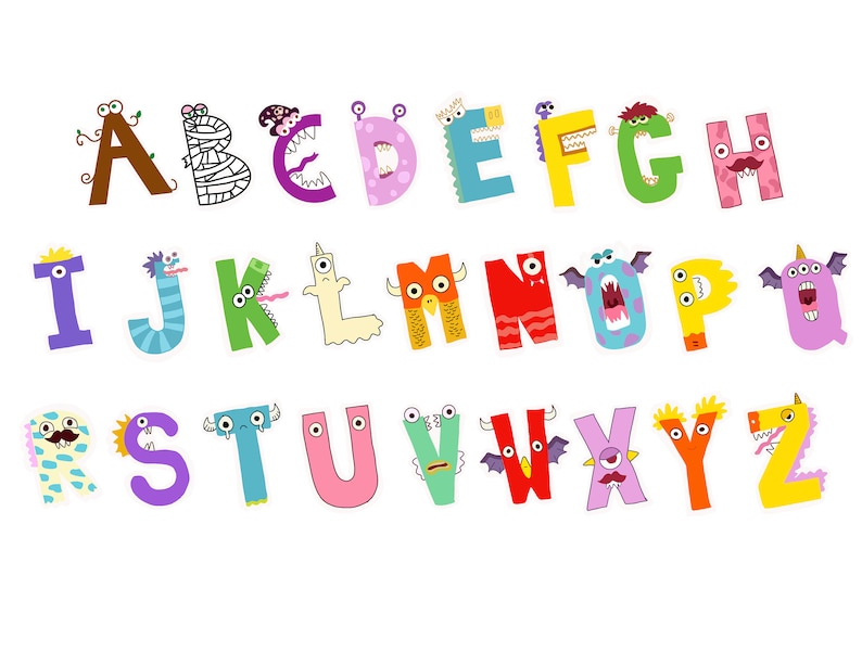 Monster Alphabet Png , Hand Drawn , Perfect for Making Stickers - Etsy