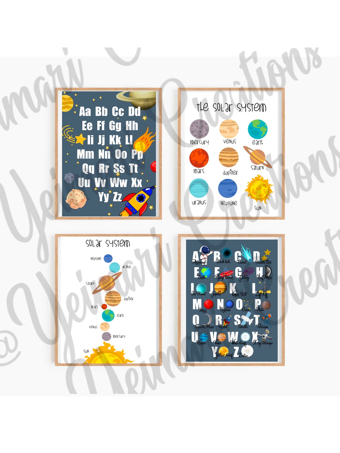 Solar System Print Set , Alphabet Space Bundle Art Prints for Kids - Etsy