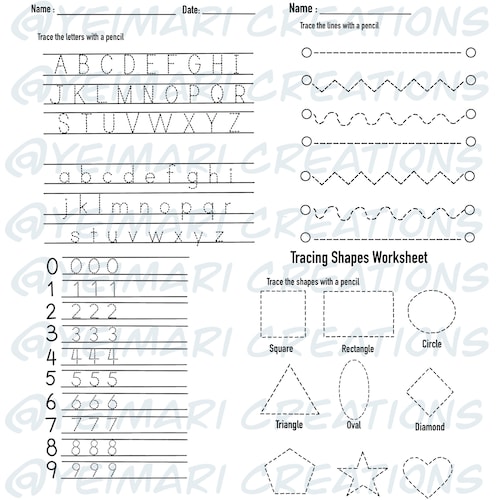 Tracing Board Dotted Line Learning. Tracing ABC Shapes - Etsy