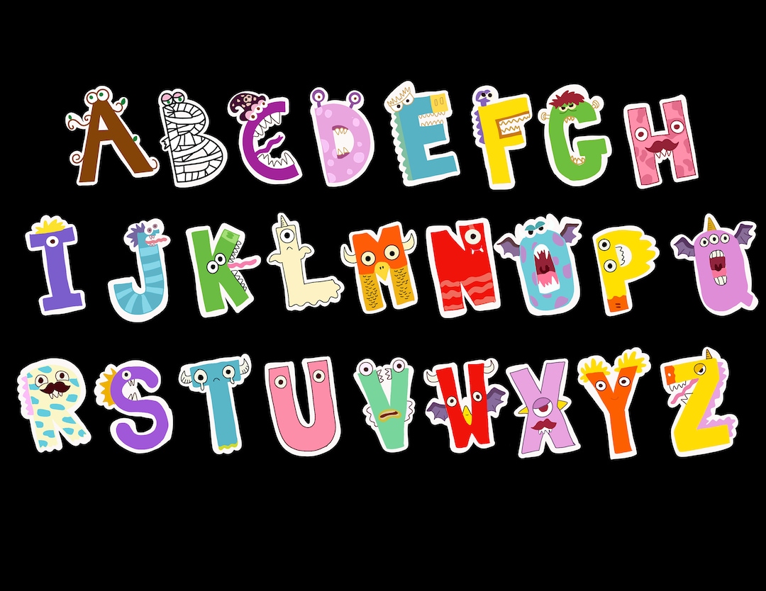 Monster Alphabet Png , Hand Drawn , Perfect for Making Stickers - Etsy