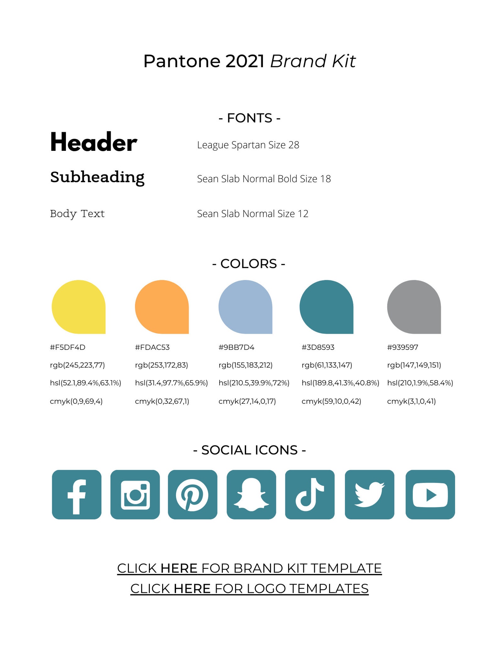 Pantone 2021 Brand Kit, Canva Brand Kit, Canva Branding Template ...
