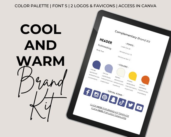 Blue and Gold Brand Kit Canva Brand Kit Canva Branding | Etsy