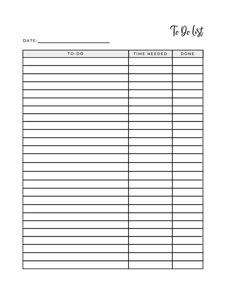 To Do List Template, Daily to Do List, Time Management Tracker, A5 ...