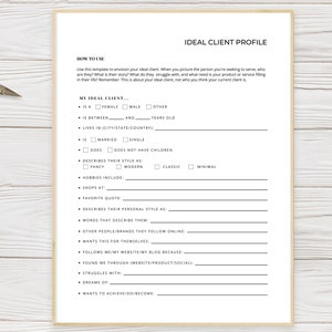 Ideal Client Profile Template, Ideal Client Vision Profile, Customer ...