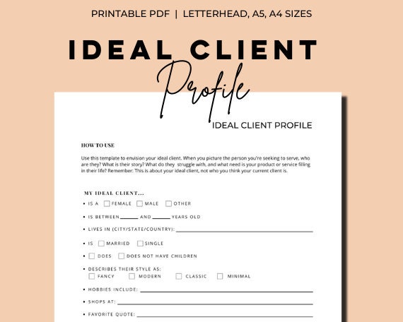 Ideal Client Profile Template, Ideal Client Vision Profile, Customer ...