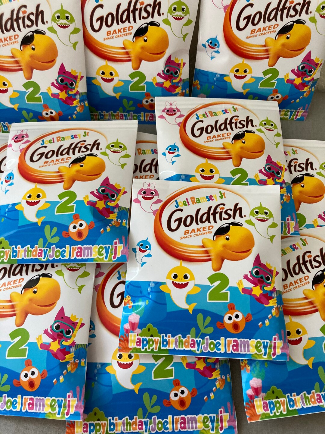 Baby Shark Goldfish Labels, Goldfish Labels Template, Baby Shark Treat ...
