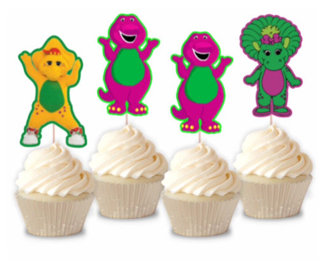 12 Barney Inspired Cupcake Toppers , Barney Party Supplies , Barney ...