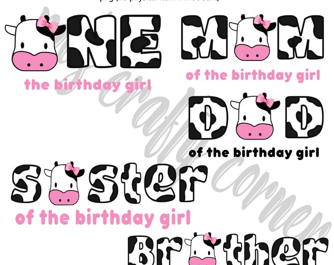 Family Cow Birthday Png Bundle,cow Birthday Digital Download,family Cow ...