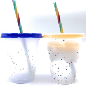 Color Changing Confetti Cups,rainbow Straw Included, 5 Pack, Blank Cups ...