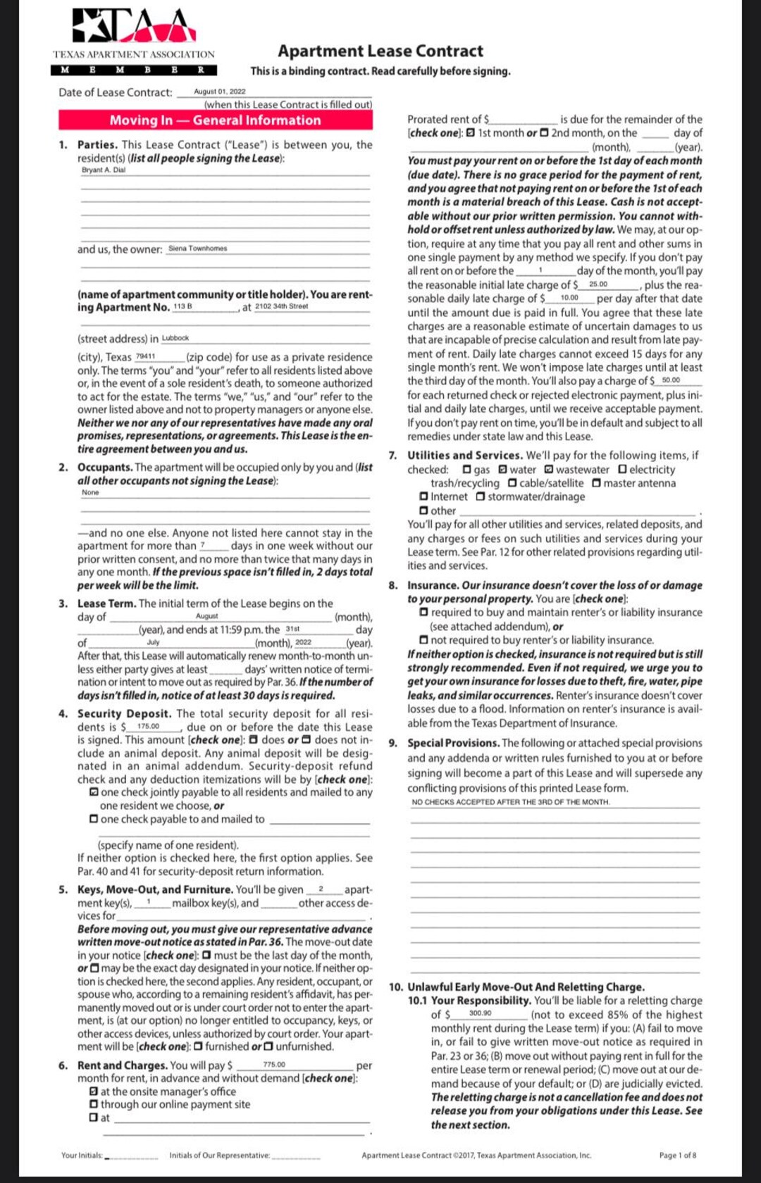 TAA Apartment Lease Template | Editable Rental Agreement | Instant ...