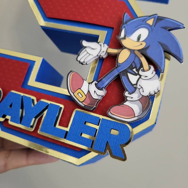 3D Sonic Number, Custom Party Decorations, Birthday, Candy Bar, Room ...