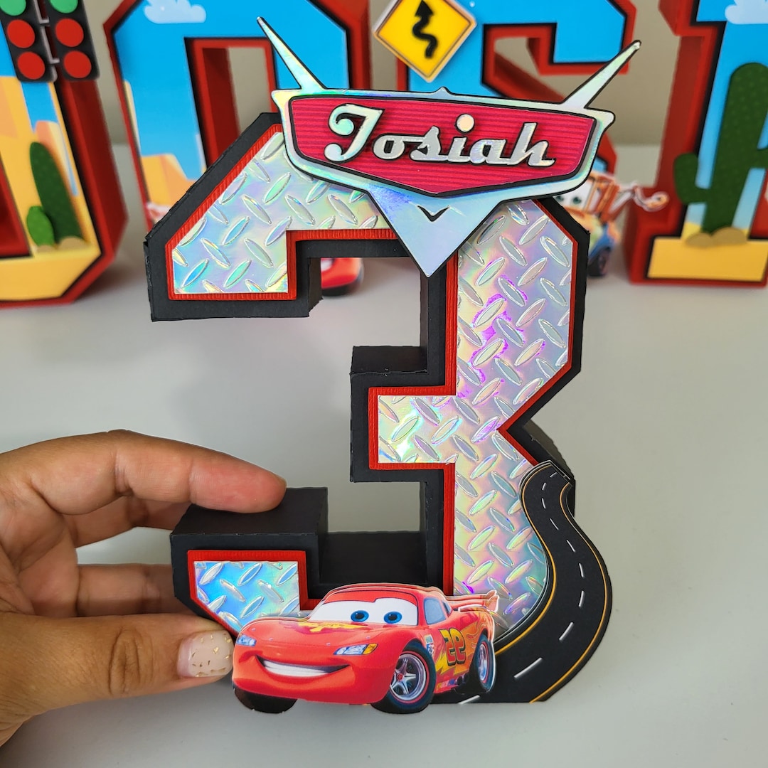 Mcqueen Birthday Party 3D Number, Race Car Decorations, Lightning ...