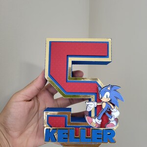 3D Sonic Number, Custom Party Decorations, Birthday, Candy Bar, Room ...