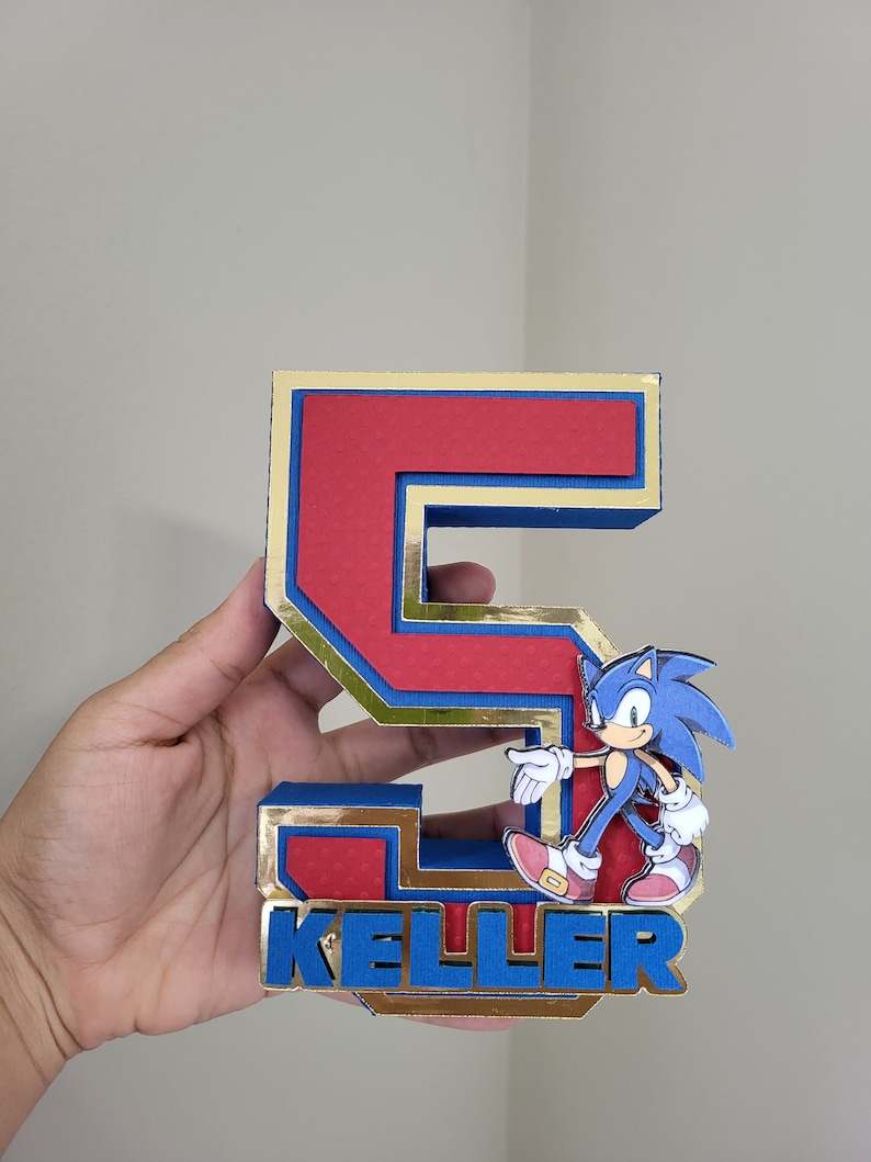 3D Sonic Number, Custom Party Decorations, Birthday, Candy Bar, Room ...