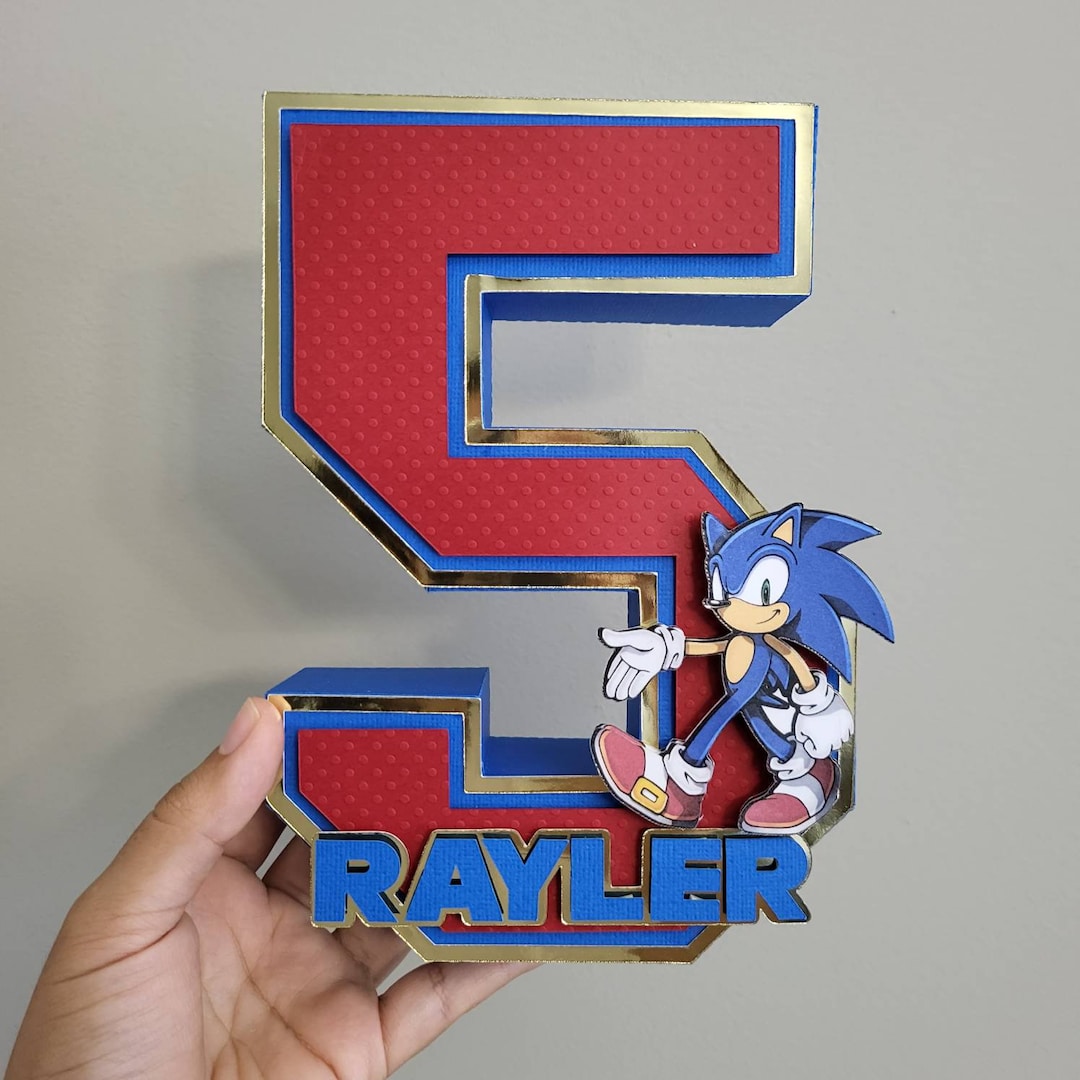 3D Sonic Number, Custom Party Decorations, Birthday, Candy Bar, Room ...