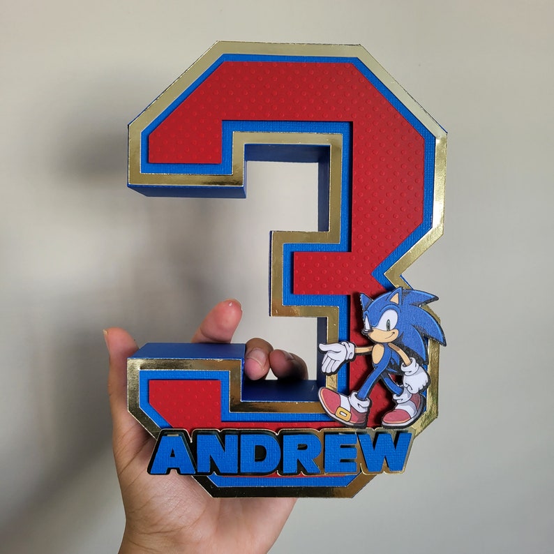 3D Sonic Number, Custom Party Decorations, Birthday, Candy Bar, Room ...