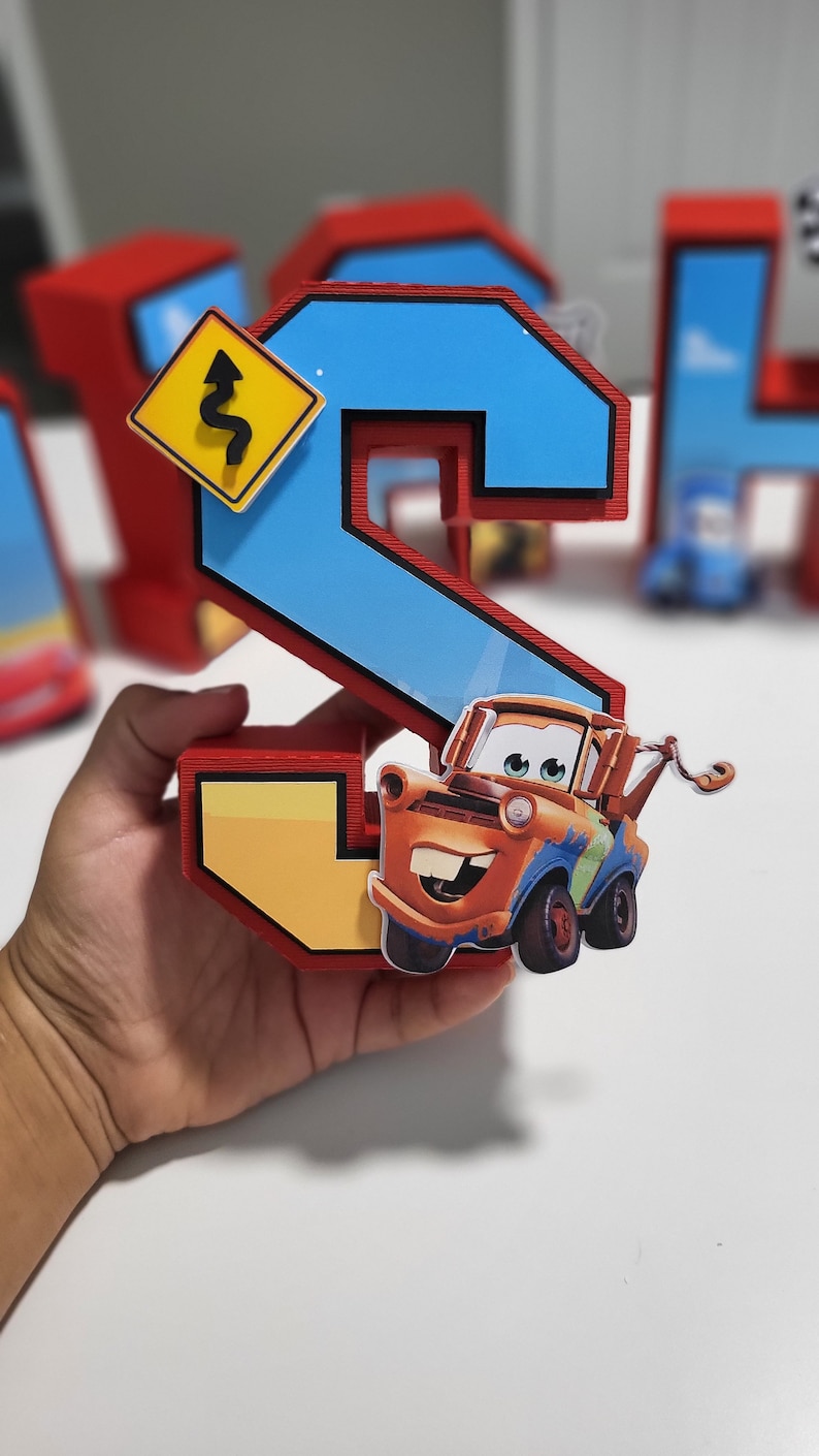 Cars 3D Letters – Personalized Name or Number – Lightning Mcqueen Party ...