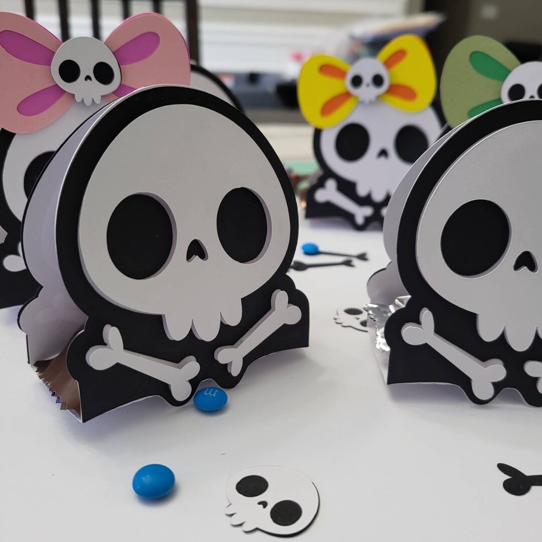 Halloween Skeleton Face SVG – Candy Holder Template | SVG and CANVAS ...