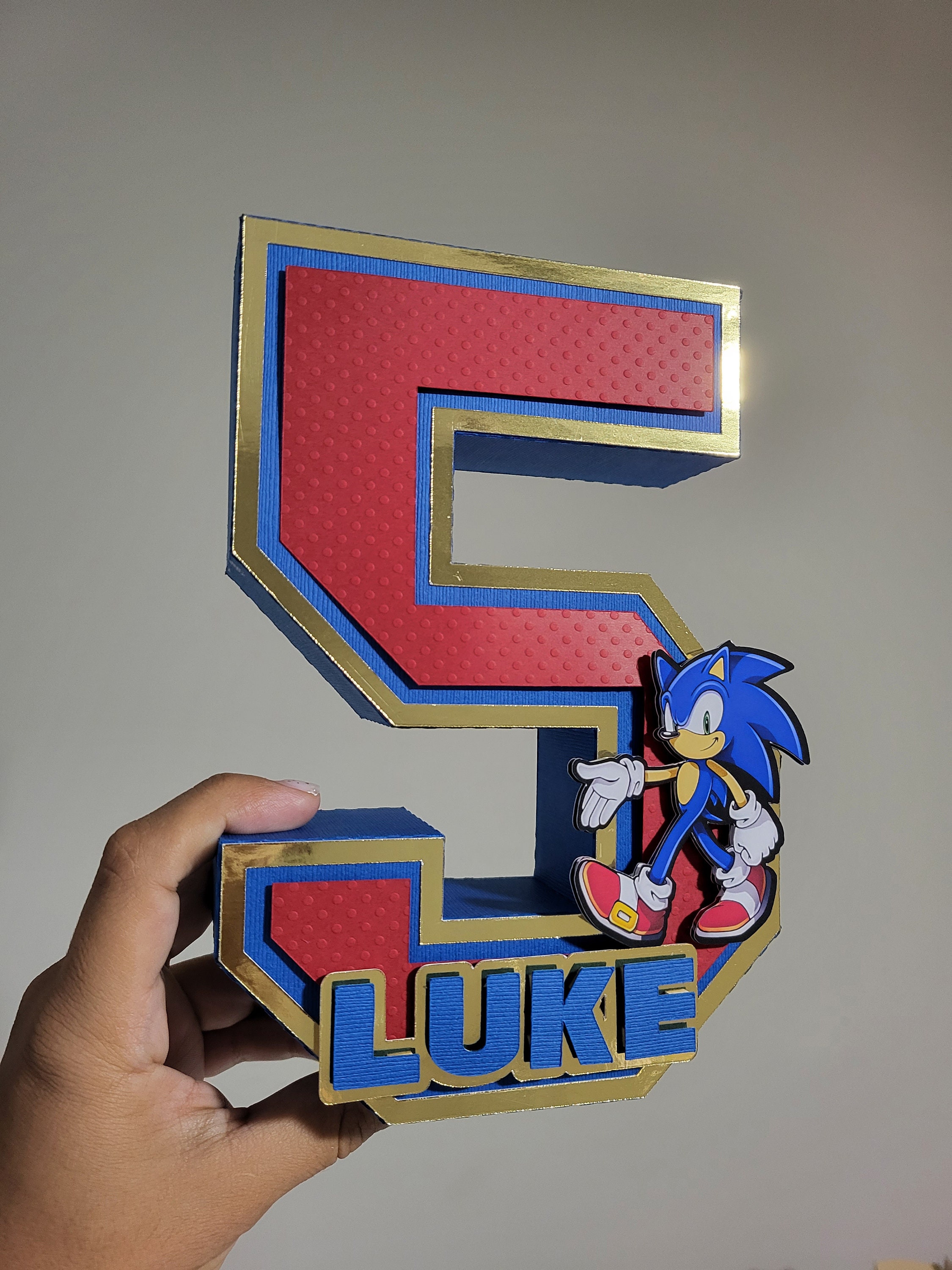 3D Sonic Number, Custom Party Decorations, Birthday, Candy Bar, Room ...