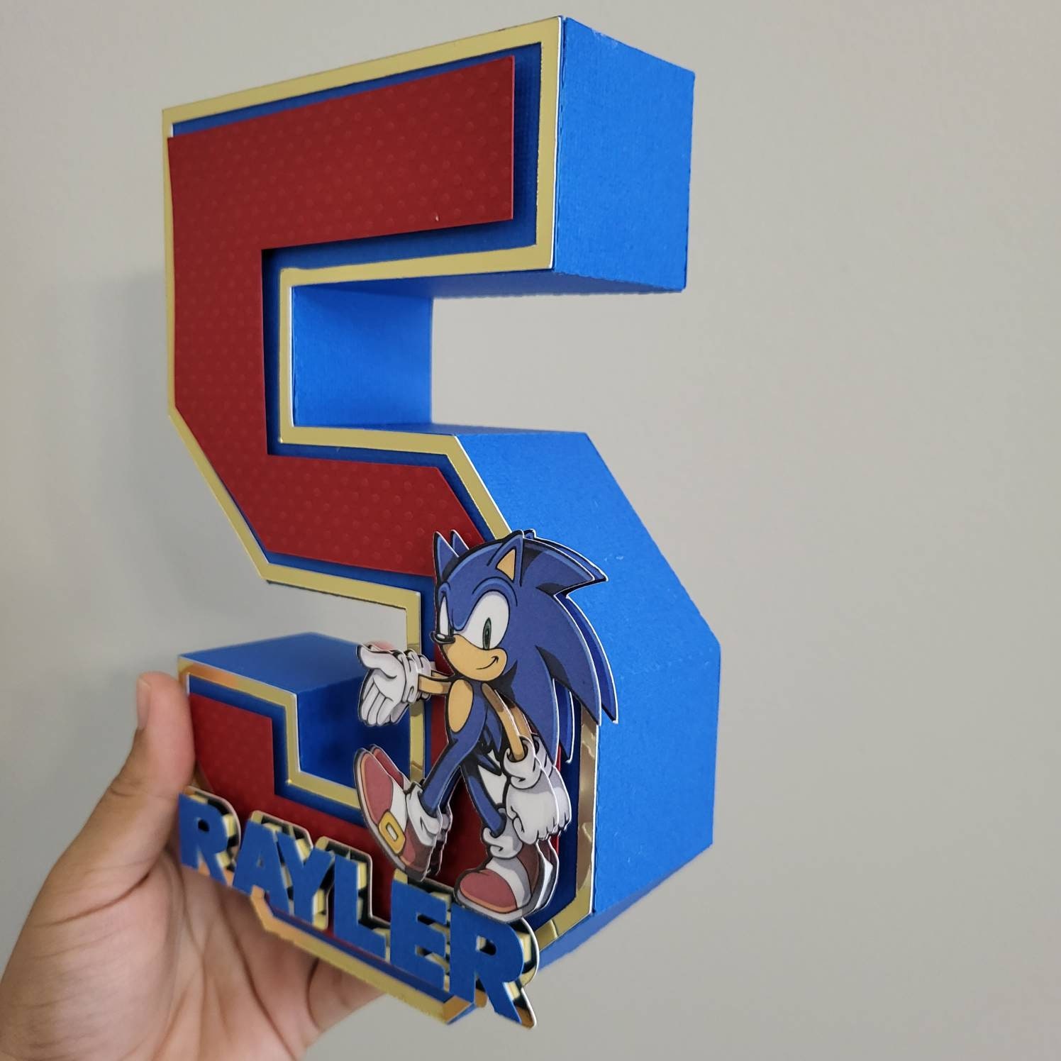 3D Sonic Number, Custom Party Decorations, Birthday, Candy Bar, Room ...