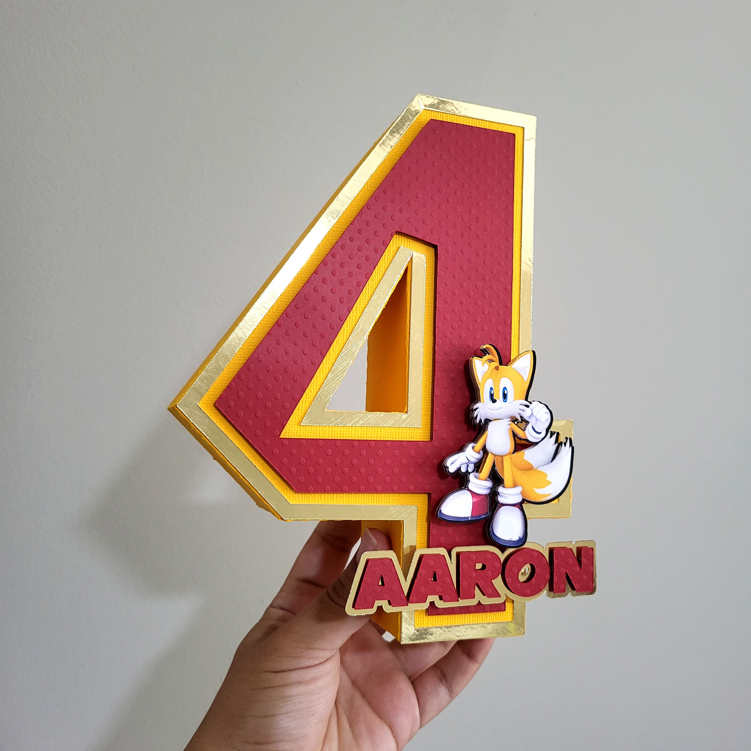 3D Tails Sonic Number, Custom Party Decorations, Birthday, Candy Bar ...