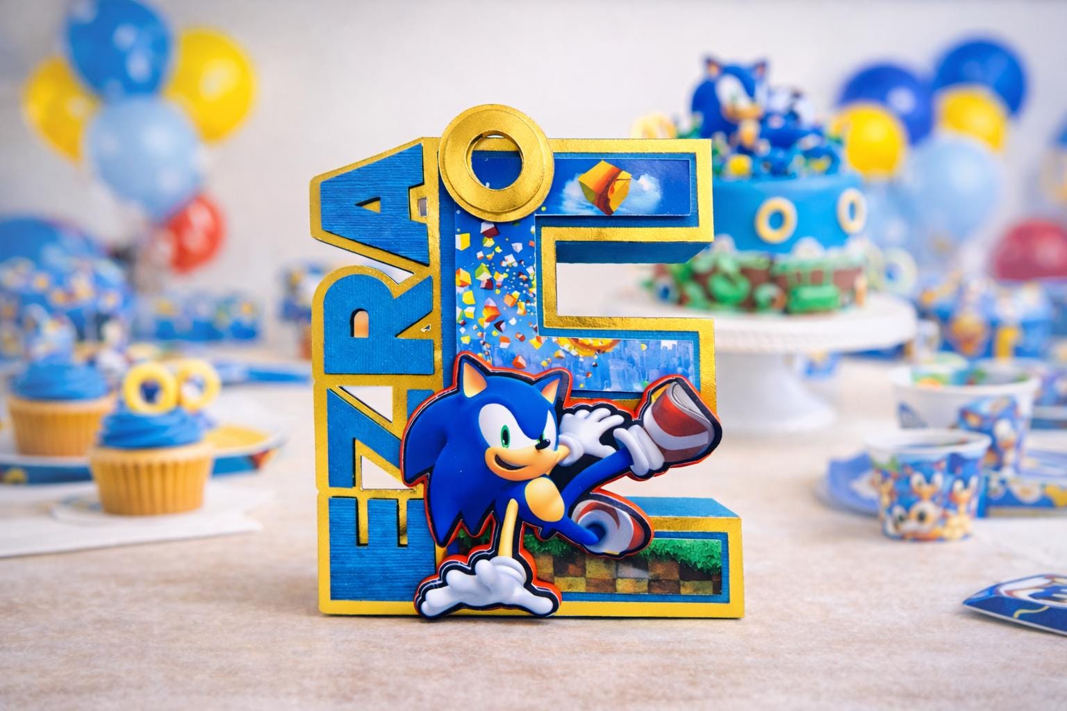 Sonic the Hedgehog Personalized 3D Letter – Custom Name Party ...