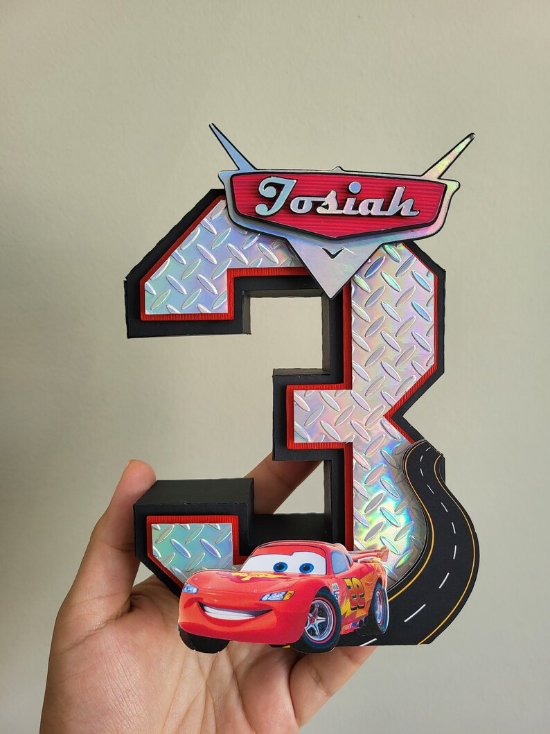 Mcqueen Birthday Party 3D Number, Race Car Decorations, Lightning ...