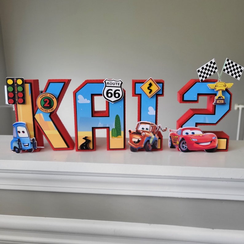 Cars 3D Letters – Personalized Name or Number – Lightning Mcqueen Party ...