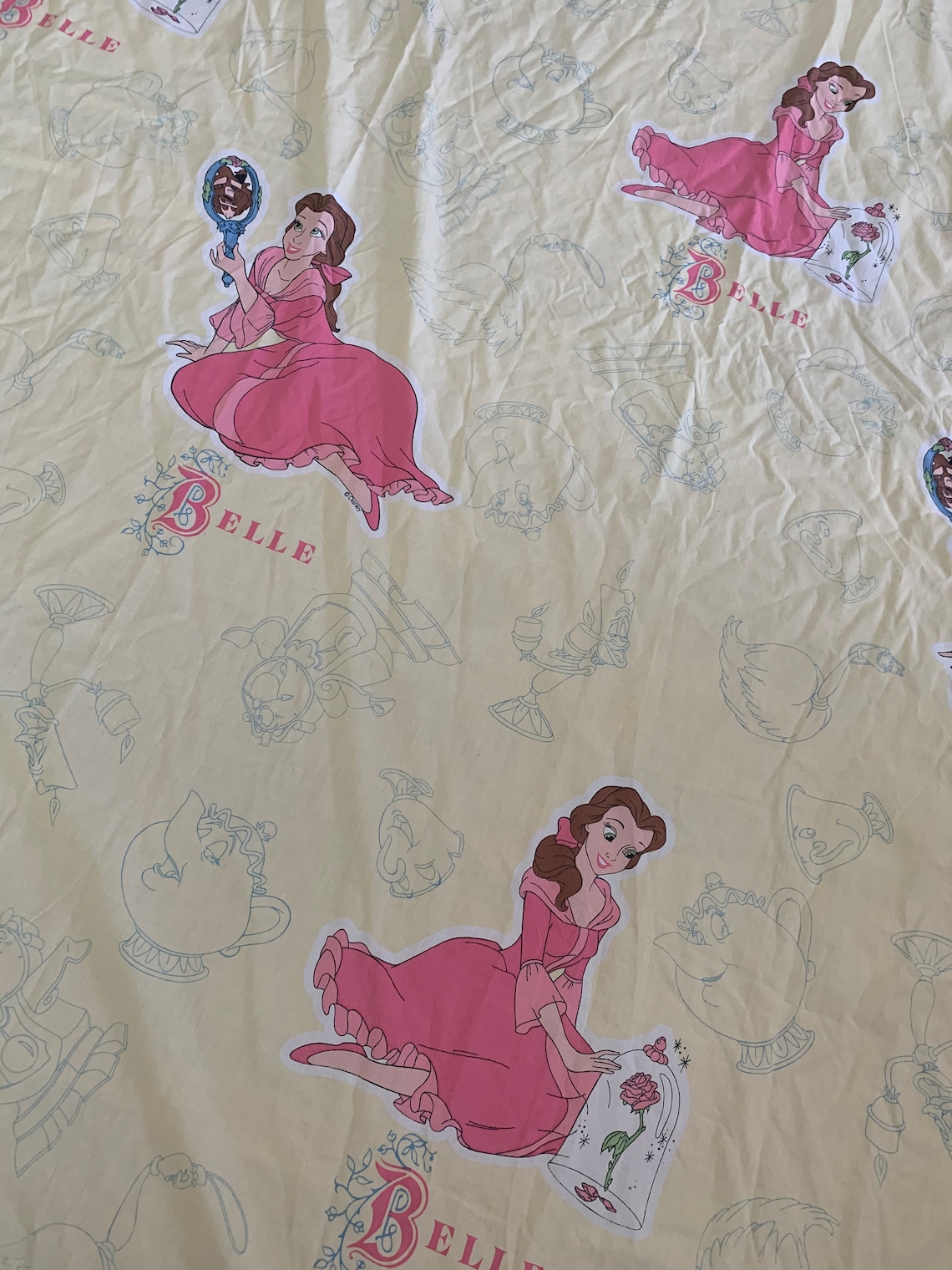 Disney Beauty and the Beast Belle Bed Spread Yellow | Etsy