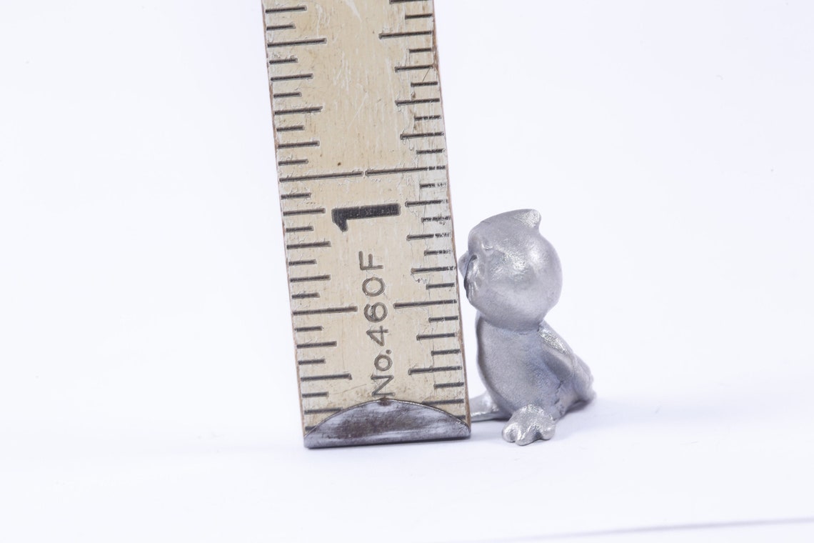 Owl, Bird, Sitting, Little, Signed, Pewter, Figurine, Animal, Statuette ...