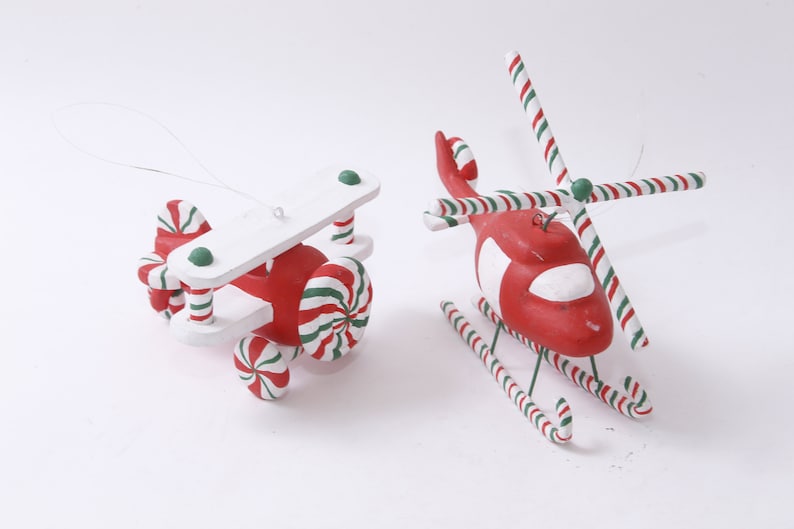 Christmas Candy Cane Helicopters Vehicles Ornaments - Etsy