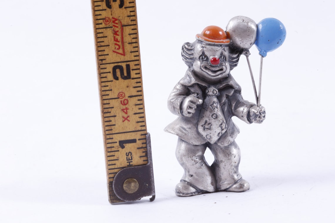 Clown With Balloons Pewter Figurine Painted Statuette - Etsy