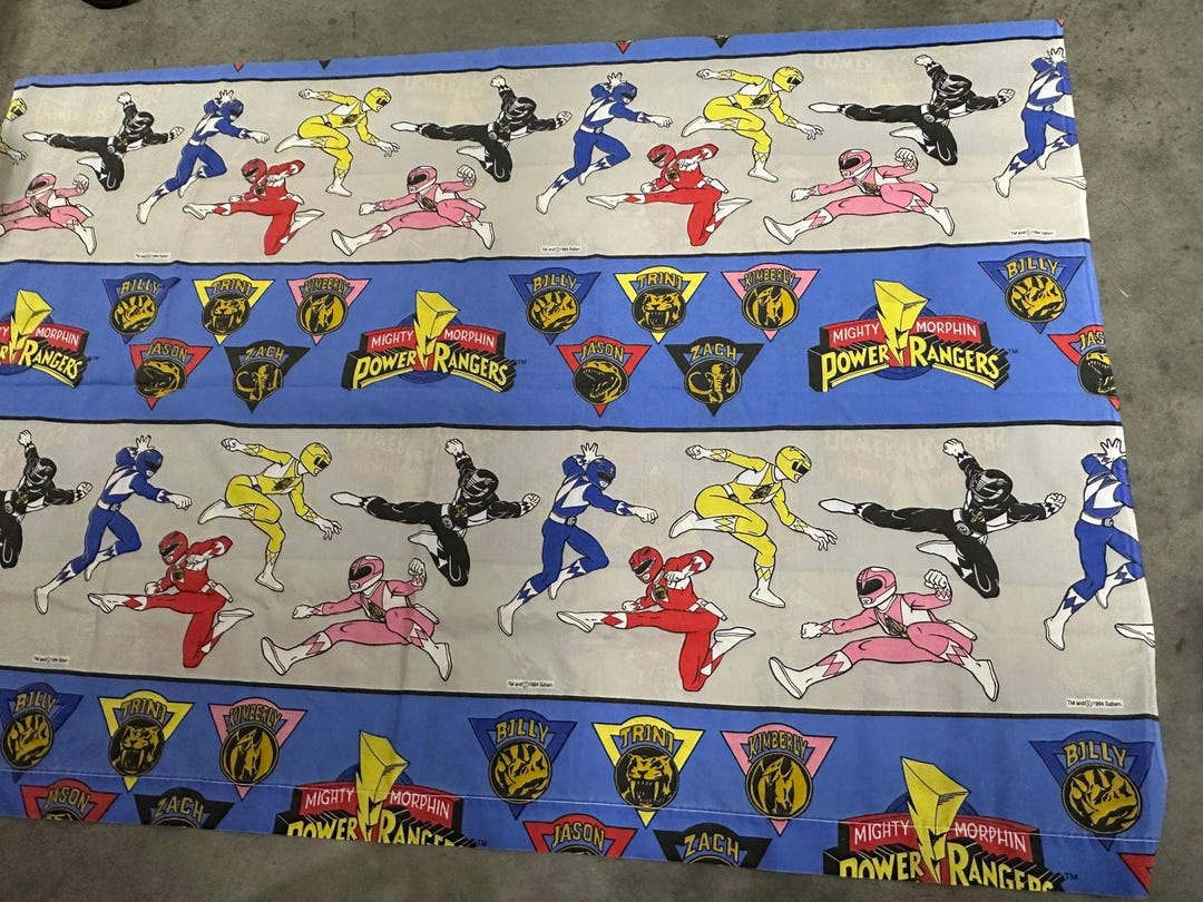 Mighty Morphin, Power Rangers, Fabric Panel, 1994, Saban, Sewing ...